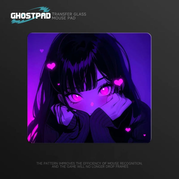 Purple Aesthetic Girls Glass Mouse Pads